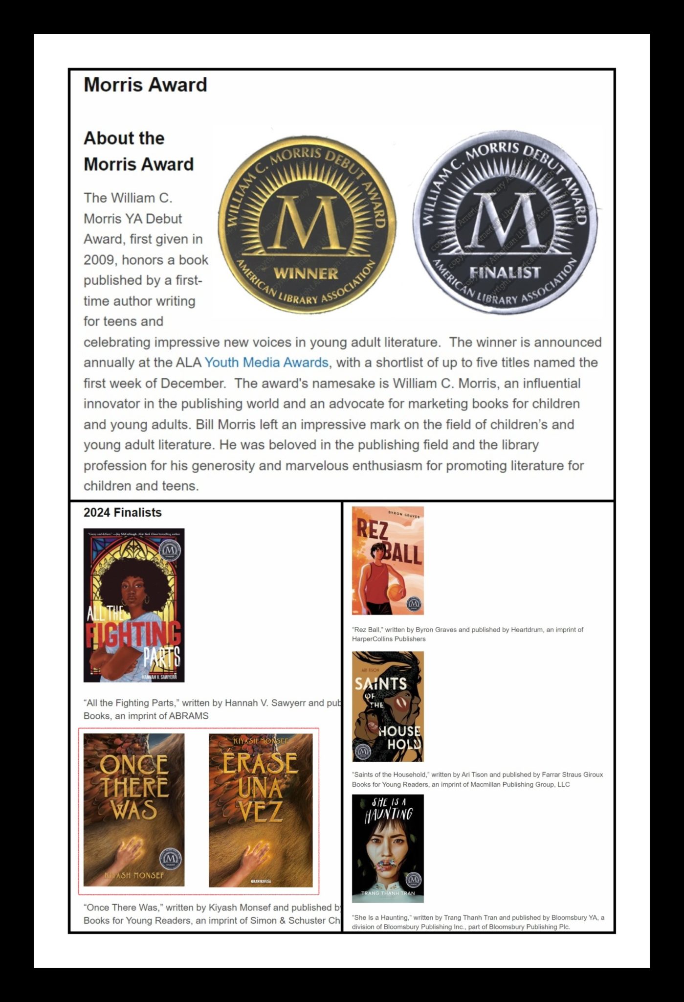 "Érase una vez" de Kiyash Monsef, finalista del William Morris Award - Panamá